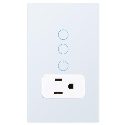 China Glass Touch Wifi Smart Socket Switch 2.4GHz 2 Gang WiFi Socket For Smart Home Control for sale