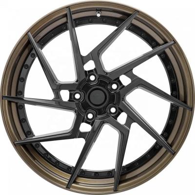 China 18 19 20 pulgadas dos piezas de aluminio rueda de automóvil de color marrón pincel PCD 5x114.3 llantas de automóvil forjadas en venta