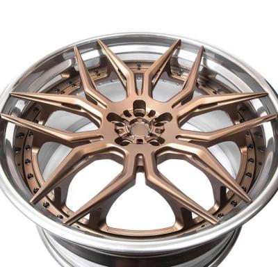 China Fabrica directa personalizada de 22 a 24 pulgadas de aluminio oro bronce cepillado coche ruedas forjadas en venta