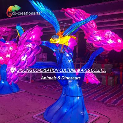 China Engineering Impact and Durability Orange Bird Sculptures for Eye-Catching Lantern Tree Decorations for sale
