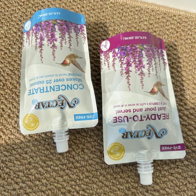 250ml custom hummingbird nectar spout stand‑up pouches, concentrate & ready‑to‑use packaging