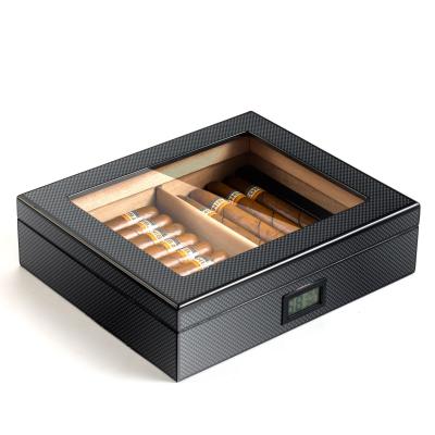 Cina Idratazione di prima scelta del contenitore di sigaro della fibra del carbonio del portatile di Constant Temperature Cedar Wooden Box 20 della visualizzazione elettronica in vendita
