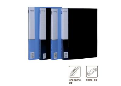 中国 長いバネ クリップの黒青い色 a4 のプラスチック ホールダー 0.6mm の厚さ 販売のため