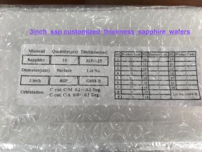 China 3Inch R-AXIS 76.2m m Al2O3 Sapphire Crystal Wafers Custom Sapphire Glass SSP 0.43m m en venta