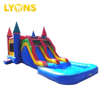 Cina Castello rimbalzante gonfiabile dello stagno combinato dello scorrevole di rosso blu per il parco 7*4*4m dell'acqua in vendita