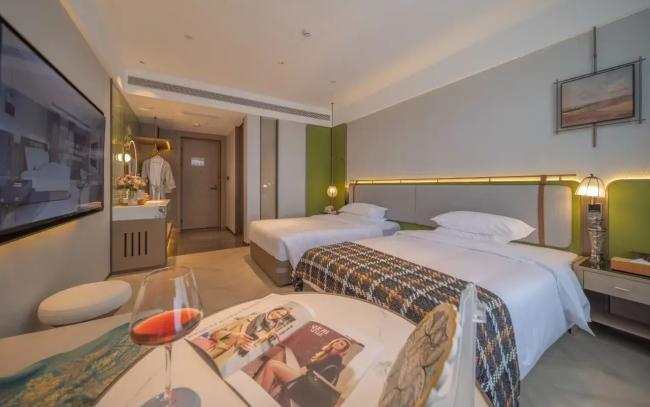 Warm luxury hotel room furniture showcasing elegant design and ambient lighting
