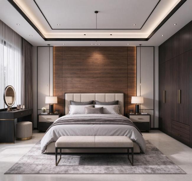 Modern villa bedroom furniture arrangement
