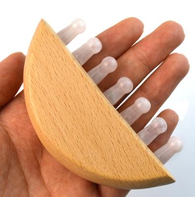 Chine Peigne de massage de cheveux en bois de rose de quartz de jade Guasha Meridien Peigne de massage du cuir chevelu Gua Sha Massageur Peigne de massage des cheveux avec fonction de Gua Sha à vendre