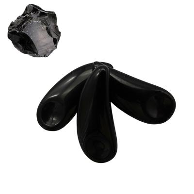 Chine Masseur facial noir Mini Obsidian Cosmétique Cuillère Guasha Crème pour les yeux Maquillage Scoop Spatula Stick pour le massage de soulagement des yeux à vendre
