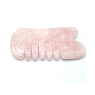 Chine Fabrication artisanale à la main en rose naturel au quartz Gua Sha rasage de massage peigne de cheveux Guashsa pour les têtes Mode de massage n ° abkgs-030 à vendre