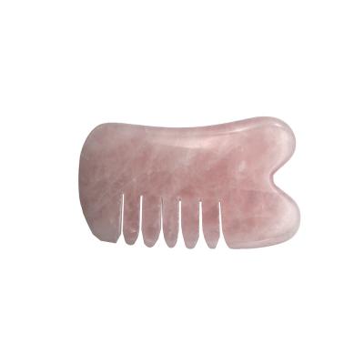 Chine Fabrication artisanale à la main en rose naturel au quartz Gua Sha rasage de massage peigne de cheveux Guashsa pour les têtes Mode de massage n ° abkgs-030 à vendre