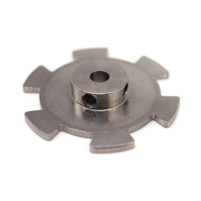 China Custom CNC Machined Stainless Steel Locking Disk Component – Non-Involute Tooth Profile with Central Boss, Through-Hole and Threaded Mounting Holes for Shaft Assembly for sale