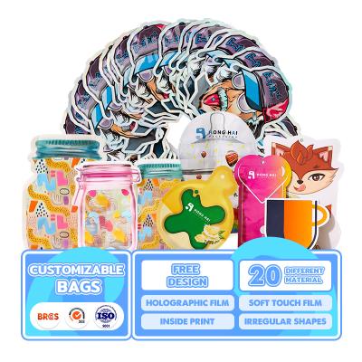 China Custom Printed 3.5 Smell Proof Die Cut Ziplock Stand up Pouches Mylar Bags for sale