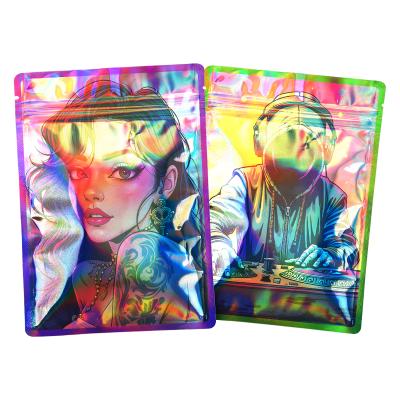 China Manufacturer Direct Sale Custom Printed Holographic Mylar Bags Customizable Logo Childproof Laminated 3.5 G Custom Mylar Bags for sale