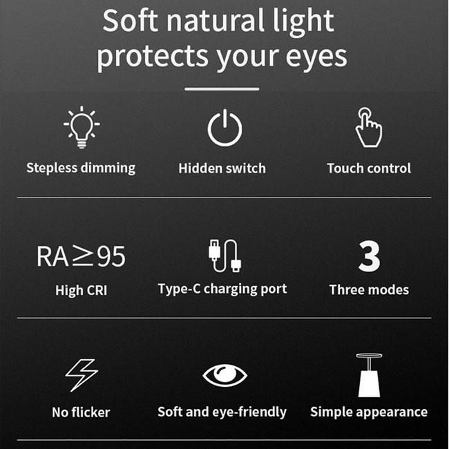 Close-up of LED table lamp touch controls