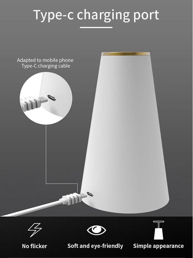 LED table lamp in different lighting modes