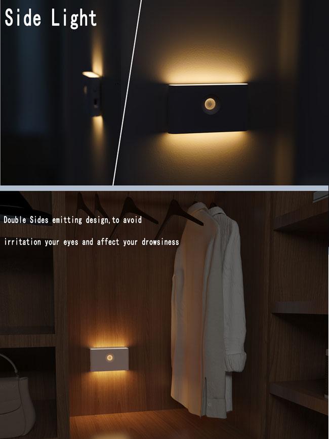 Close-up of motion sensor light showing LED panel