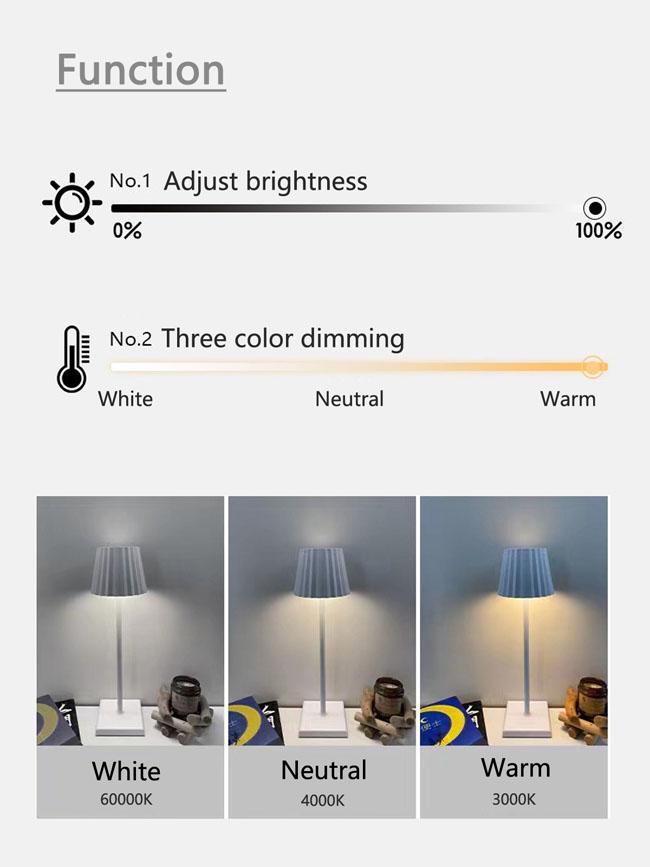 Black and white LED table lamp showing tri-tone finish