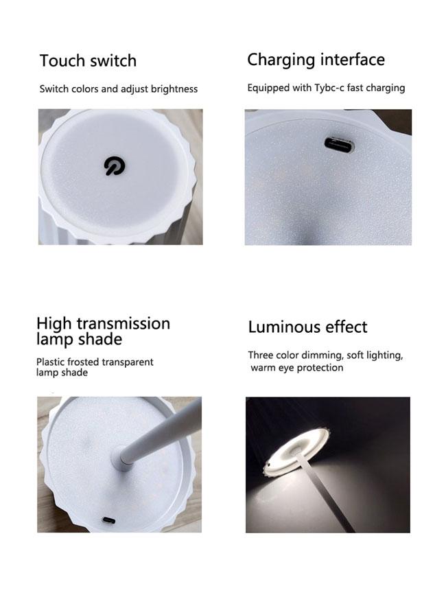 LED table lamp showing different color temperatures