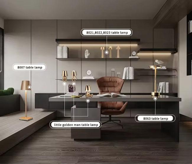 LED desk lamp in modern home office setting