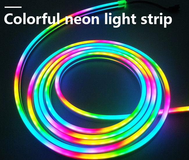 Close-up of LED neon strip lighting