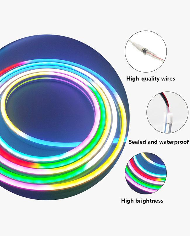 Colorful LED neon rope light in use