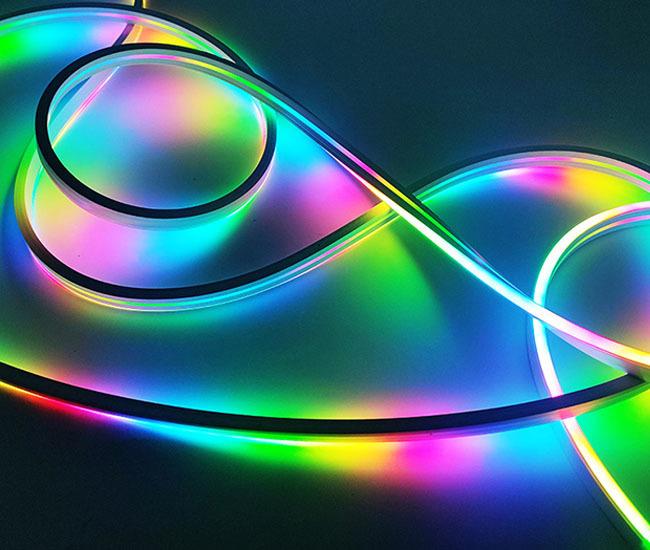 Custom cut LED neon light installation