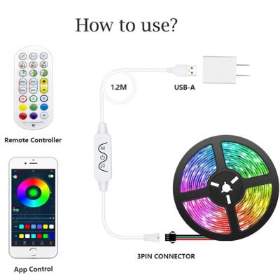 China Dc 5v Bluetooth App Rgb Led Controller With Brightness Adjustment And Microphone for sale