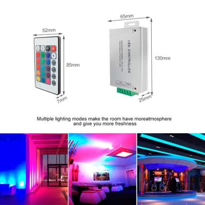 China Dc Input Port Rgb Led Controller Controlled By 24Key Remote Control Unit for sale