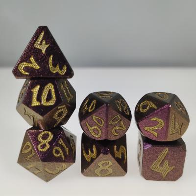 Cina Board game RPG Dice Set Hand 7 Piece Light weight Sharp Metal Polyhedral Black in vendita