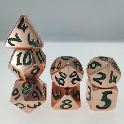 Cina Variety Of Colors Dice Set Polyhedral Sharp Edge Metel Green Nontoxic Metal For Rpg Game in vendita