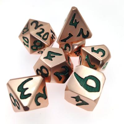 Cina Green Metal Copper Polyhedral Dice Practical Vintage Nice Dice Set For DND game Neat Sharp Edges in vendita