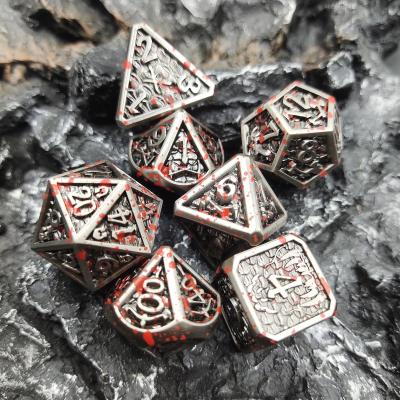 Cina Hand Made Metal Polyhedral Dice Set For Rpg Games Silver And Black in vendita