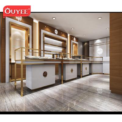 中国 Modern luxury jewelry display counter design jewelry shop furniture jewelry shop showcase gold jewelry store showroom decoration 販売のため
