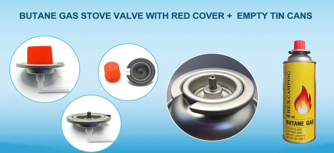 Butane gas can valve and atomizer nozzle