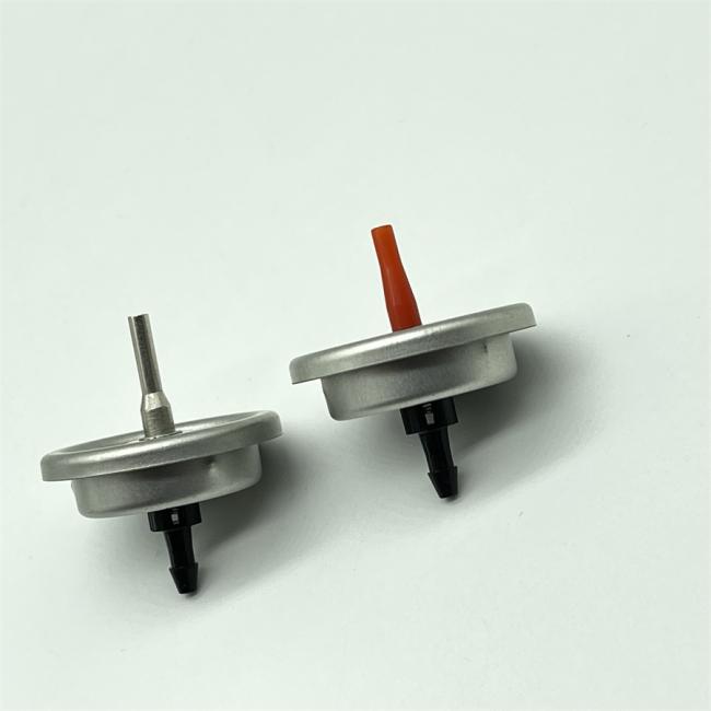 Bottom view of butane gas lighter refill valve