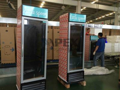 Cina Singolo dispositivo di raffreddamento di vetro a basso rumore della bevanda della porta con il sistema di raffreddamento del ventilatore ed il baldacchino piano in vendita