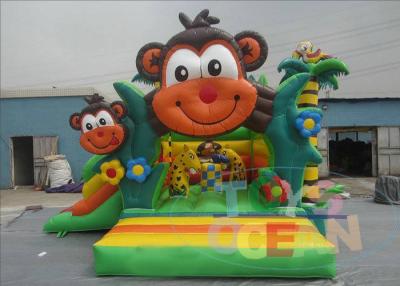 China Casa inflable preciosa de la despedida, castillo inflable de la gorila del mono de la selva con la diapositiva en venta