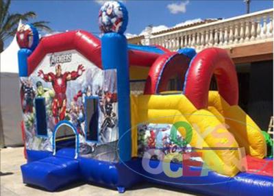Cina il castello rimbalzante dei bambini combinati dei buttafuori gonfiabili del supereroe del PVC di 0.55mm con lo scorrevole in vendita