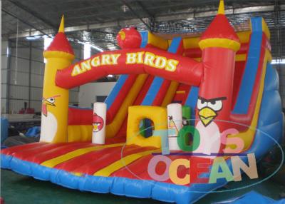 China Leão-de-chácara inflável de Angry Birds do parque de diversões exterior das crianças com corrediças infláveis dobro à venda