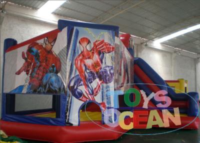 中国 子供のスパイダーマン0.55mmポリ塩化ビニールの防水シートのスライドが付いている膨脹可能な跳ね上がりの家の城 販売のため