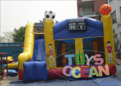 Cina moonwalk gonfiabile di tema di calcio del PVC di 0.55MM combinato con il corredo di riparazione libero per i bambini in vendita