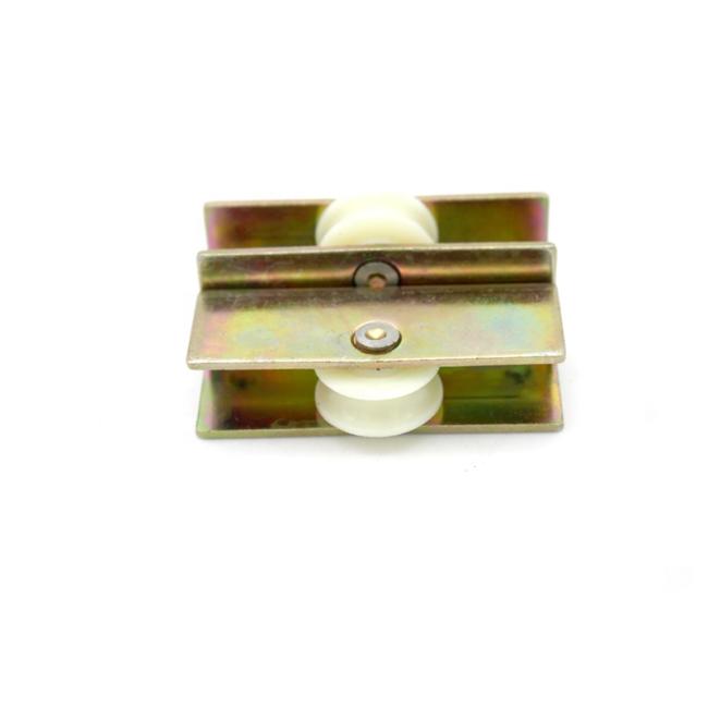 Sliding window bottom roller close-up showing bearing and wheel