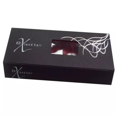 China custom purple red hair extension gift box hair extension hinged box with window for sale