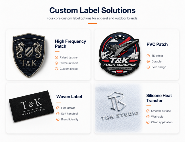 Woven label application on womenswear garment