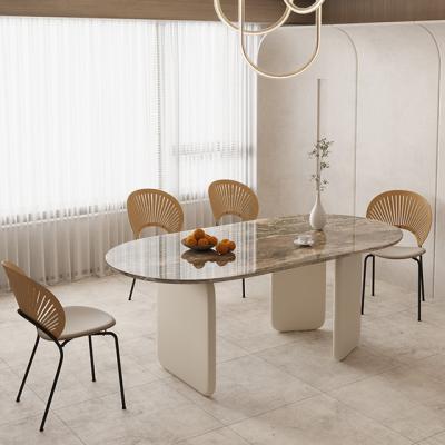 China Eigentijdse Marmeren Eettafel 6mm van de ellipsvorm Grijze 160*85*75 Te koop
