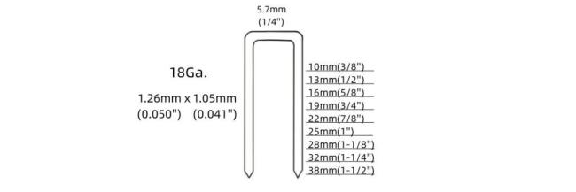18 Gauge 90 Series Narrow Crown 10mm Staples 9038