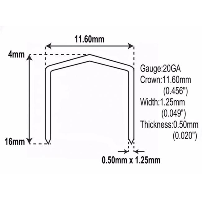 Stcr5019 Series 20 Gauge 11.60mm Crown 12mm Furniture Staple