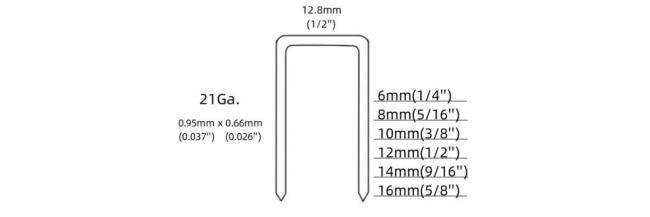 21 Gauge Staple 1/2 Crown 8mm