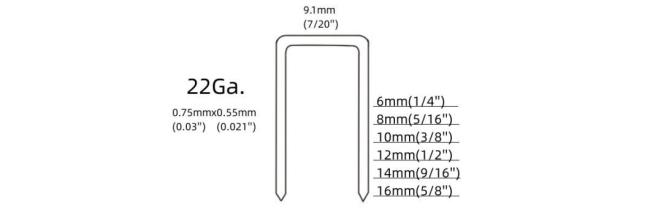 Durable Quality 22 Gauge Staple 3/8 Crown 12mm 7112